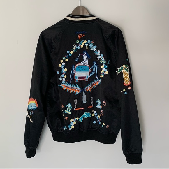 Diesel | Jackets & Coats | Vintage Diesel Snake Embroidered Reversible ...